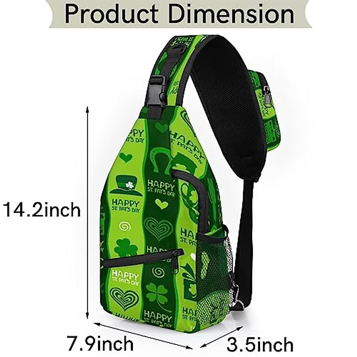Happy St Patrick Day Clovers Sling Backpack St. Patrick's Day Crossbody Bag Hiking Backpack Casual Daypack