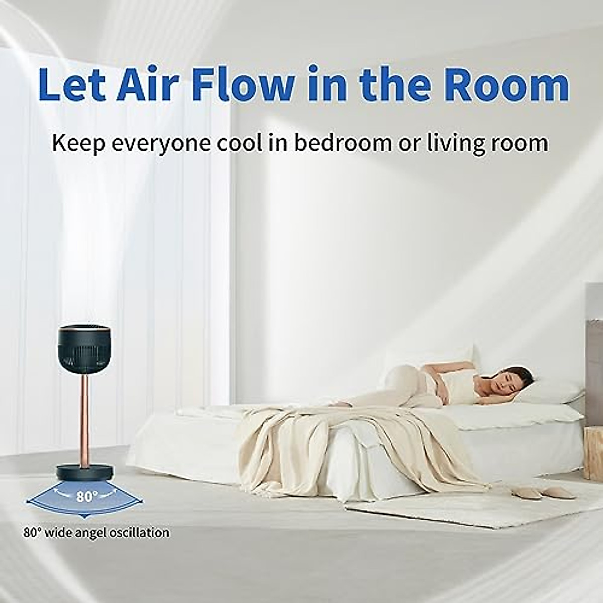 AIRMATE Pedestal Fan Oscillating, Foldable 22 Inch Table Fans, Standing Fan for Cooling Bedroom Quiet with Remote, 8 Speeds Air Circulation Fan for Home, Dorm, Bathroom, Green