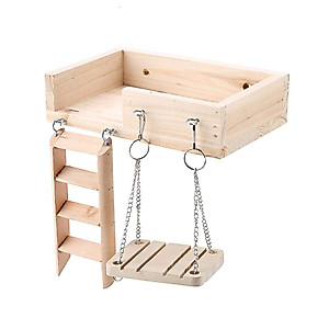 HEEPDD 3Pcs Wooden Hamster Crawling Ladder Funny Swing Toys Set Small Animal Toy Cage Accessories for Gerbil Rat Chinchillas Guinea Pig Squirrel