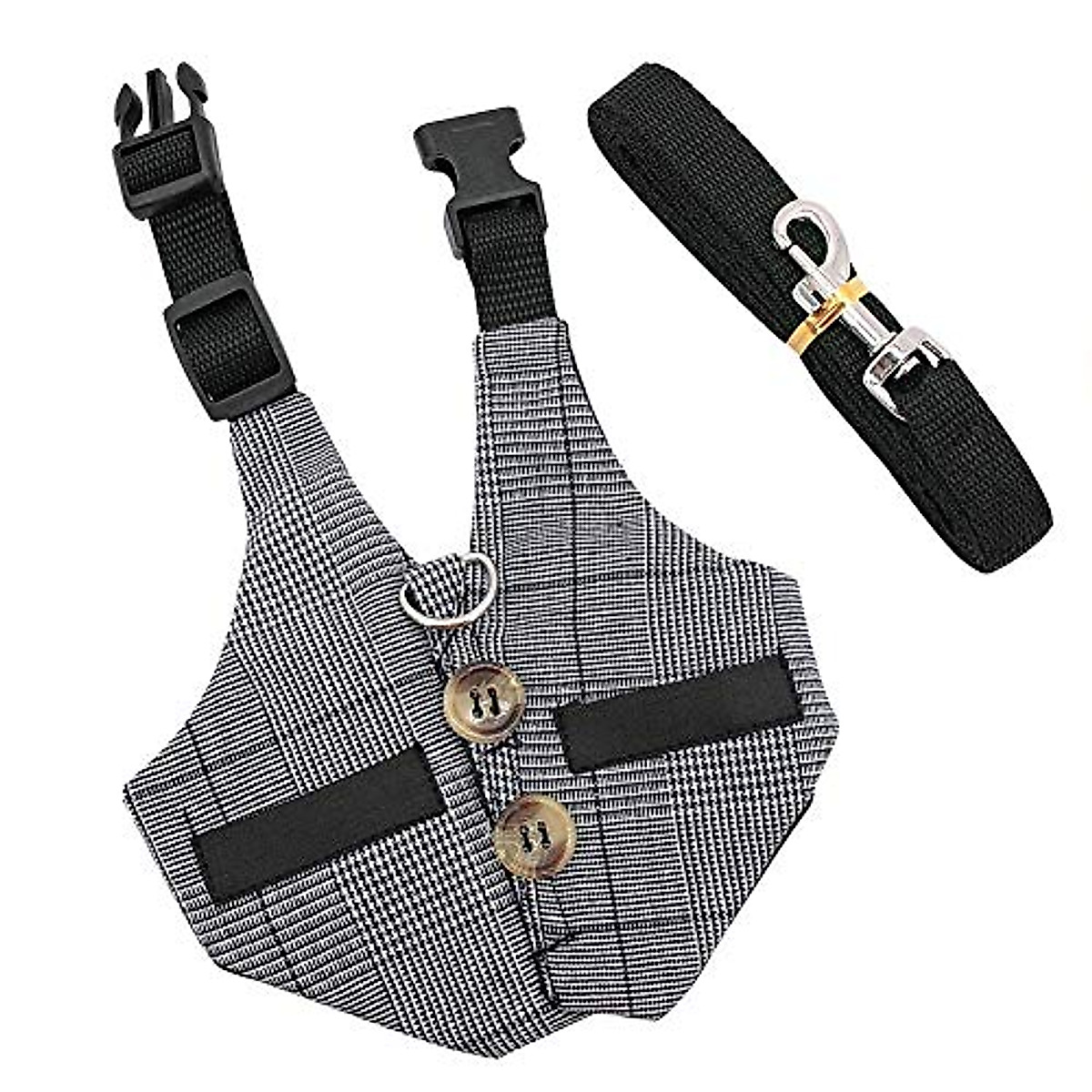 Cute Rabbit Harness and Leash for Walking，No Pull Adjustable Formal Suit Style Plaid Stripe Harness for Rabbit Kitten Chinchilla, Squirrel, Marten & Mink Small Animal（2 Pcs） (M)
