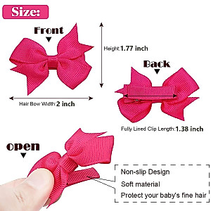 ALinmo 2" Baby Hair Clips Fully Lined Bows Tiny Alligator Clips for Infants and Toddlers in Pairs