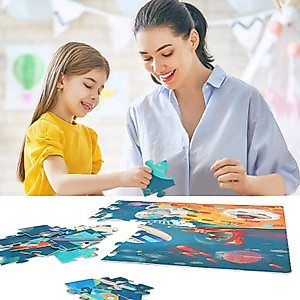Floor Puzzles for Kids Giant Floor Puzzles Big Pieces Planet Puzzles 56 PCS Creative Moiré Fringes Jumbo Floor Puzzles Preschool Learning Educational Toys for Boys Girls (Fantasy Space)