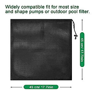 Coolrunner Pump Barrier Bag, 17.3"x 17.3" Pond Pump Filter Bag, Black Media Bag Large Pump Mesh Bag for Pond Biological Filters