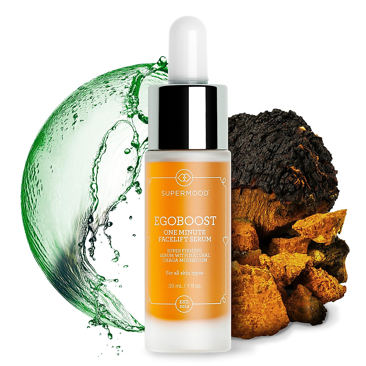 Supermood Egoboost Instant Face Lift Serum - Youthful Skin Face Serum, Made with Real Mushrooms Chaga Extract for Skin, Temporary Tightening Face Serum for Anti Aging Serum
