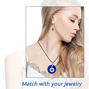 6 Pieces Evil Eye Pendant Necklace Turkish Blue Eye Necklace for Jewelry Glass Gift Eye Leather Rope Chain Necklace for Women Men Accessory (Round Style,1.2 Inch, 1.4 Inch)