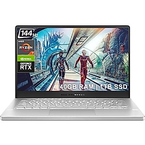asus ROG Zephyrus Gaming Laptop, 14" FHD 144HZ Display, AMD Ryzen 7 5800HS(Up to 4.4 GHz), NVIDIA GeForce RTX 3060 Graphics, 40GB RAM, 1TB SSD, Bluetooth, WiFi 6, Windows 11 Home
