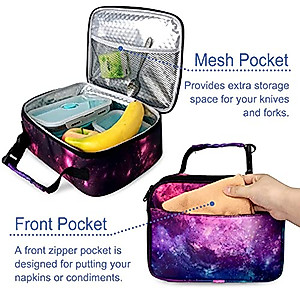 E-Clover Galaxy Backpack for Women/Men School Bookbag for Girls with Galaxy Lunch Boxes Lightweight Travel Daypack Purple Christmas Gifts