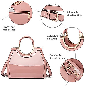 LJOSEIND Patent Leather Handbags Designer Satchel Purses Top Handle Bags Structured Shoulder Bags for Women