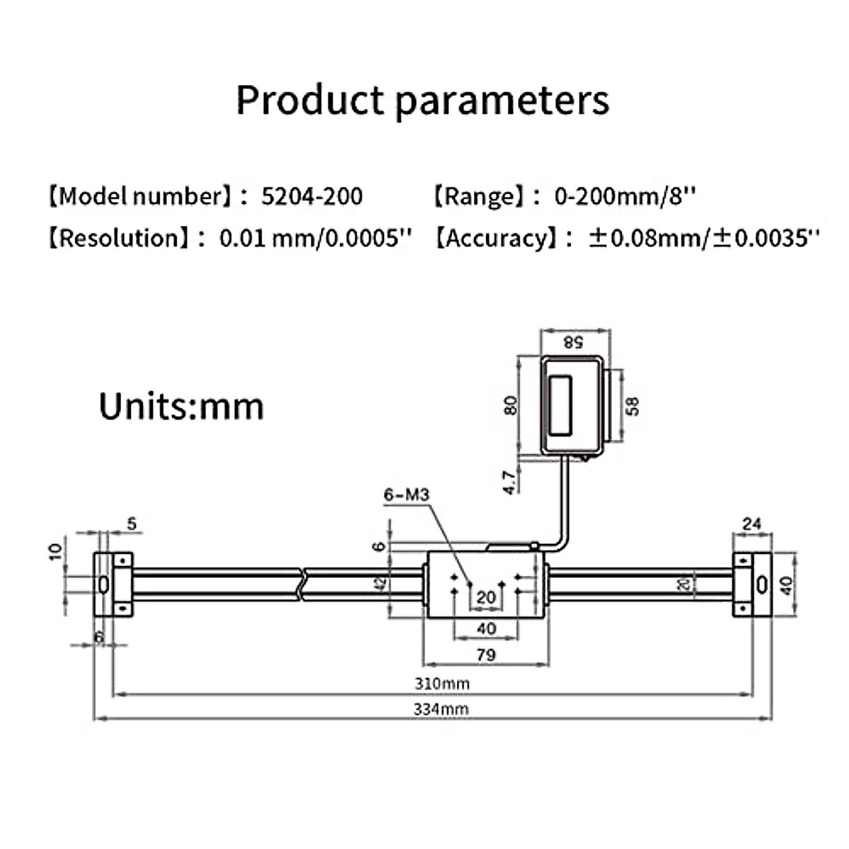 0-200mm/8''Digital Readout Linear Scale, Accurate Digital Remote LCD,for Milling Machine Lathes