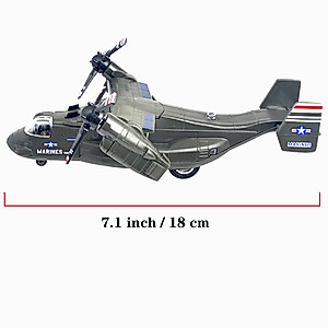 Ailejia Alloy Metal Airplane US MV-22 Military Osprey Transport Helicopter Toy Model Die Cast Airplanes Army Aircraft with Pull Back Fighter Toys (Red)