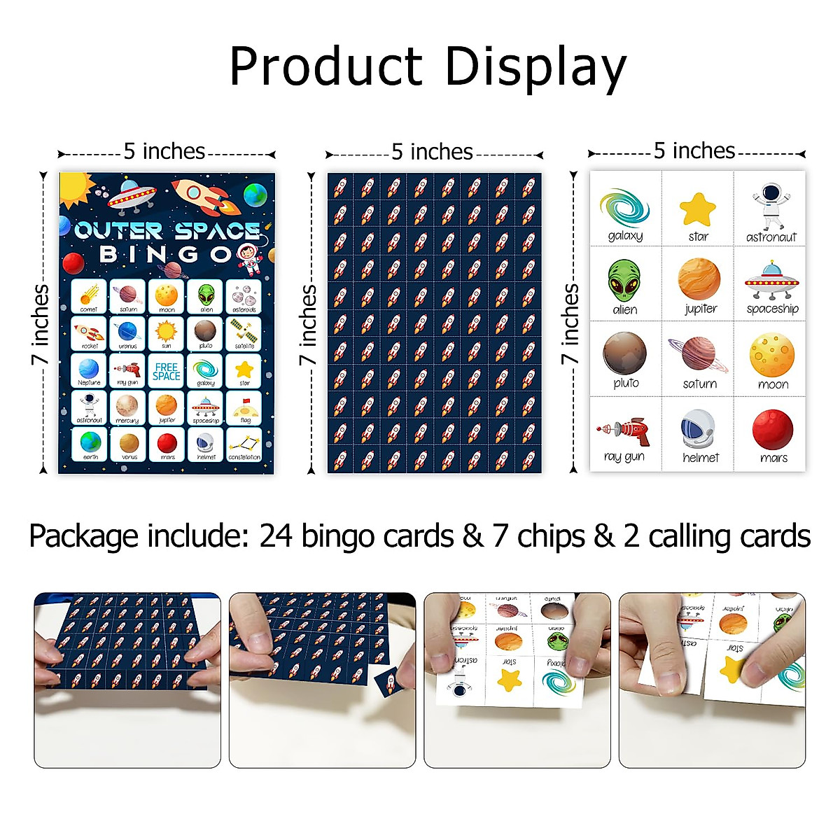 Ziyouza Outer Space Bingo, Solar System Birthday Bingo Cards, 24 Players Bingo Games for Space Theme Birthday Family Party Outdoor Trip Activity -04