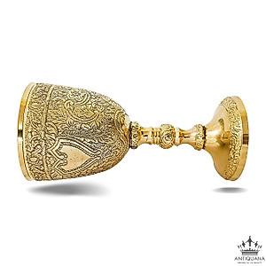 ANTIQUANA Royal Wine Goblet Solid Brass Handmade Premium Wine Cup Medieval Decor Gothic Chalice Ancient Elegant Wine Goblet (Pack of - 1)