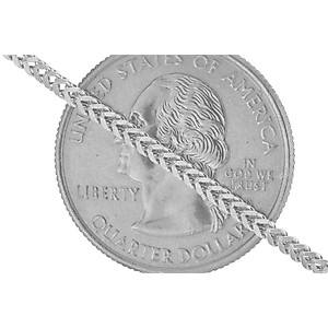 Nuragold 10k White Gold 2mm Franco Chain Box Square Wheat Pendant Necklace, Mens Womens Jewelry 16" 18" 20" 22" 24" 26"