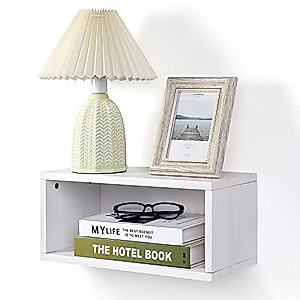 Adowes Floating Nightstand Wall Mounted Nightstand Wood Bedside Shelf 2 Tier Floating Shelves for Wall at Bedroom Living Room Bathroom Vintage White