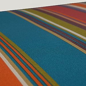 Pillow Perfect Reversible Floral Stripe Indoor/Outdoor Solid Back 1 Piece Square Corner Chair Cushion with Ties, Deep Seat, Weather, and Fade Resistant, 36.5" x 18", Brown/Orange Annie, 1 Count