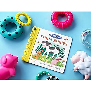 Tuffy Farm Babies Book - Washable, Chewable, Unrippable Pages With Hole For Stroller Or Toy Ring, Teether Tough, Ages 0-3 (A Tuffy Book)
