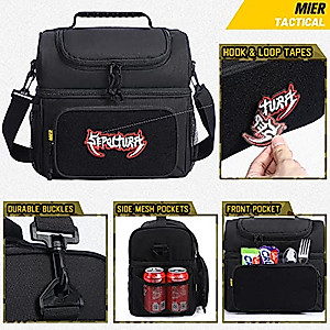 MIER Insulated Lunch Box for Men, Double Decker Lunch Bag Coolers Tactical Lunch Bags with MOLLE Webbing for Men Women Adults to Work, Picnic, Outdoors, Black