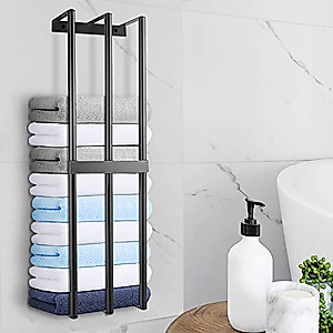 Wall Mounted Towel Rack Bathroom Towel Storage Metal Towel Holder for Storing Towels, Bath Towels, Bathrobes (Black)