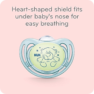 NUK Airflow Glow-in-The-Dark Pacifiers, Baby Boys, 0-6 Months, 2 Pack, 0.09 Pounds