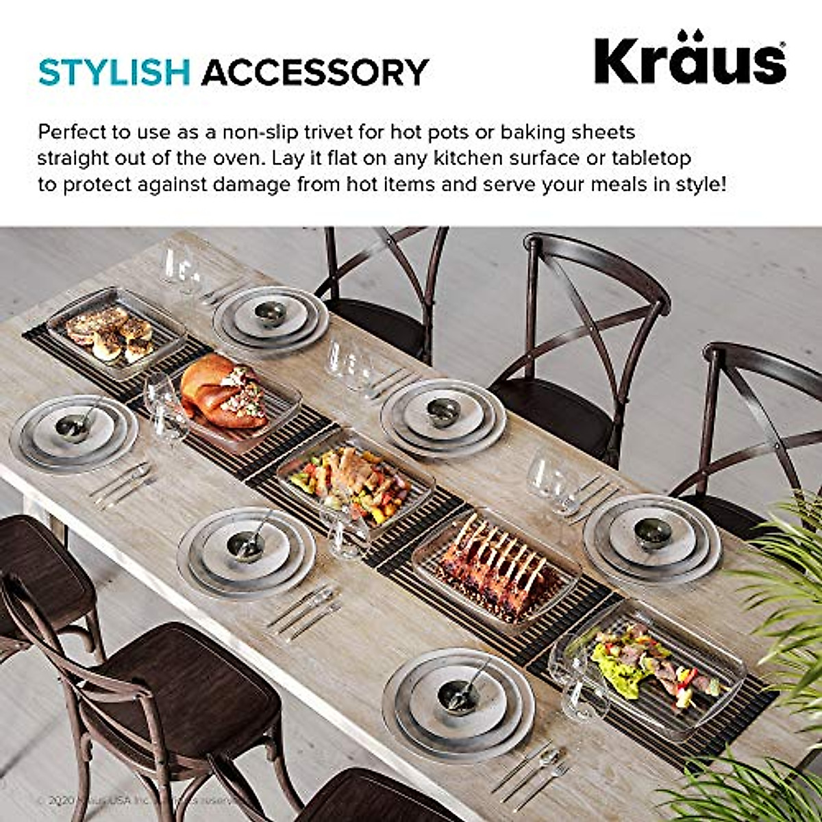 Kraus Multipurpose Over-Sink Roll-Up Dish Drying Rack, Colander and Trivet in Light Grey, KRM-10GREY