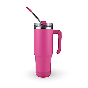 Hogg Bluetooth Speaker Tumbler - 30 oz Pink Tumbler with Handle and Built-in Speaker