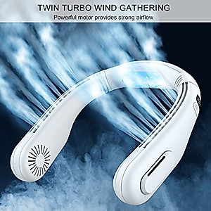 Portable Neck Fan,Hands Free Bladeless Neck Fan Semiconductor Chip Cooling Fan,5200mAh battery capacity,3 Speed Mode,LED Display for Travel,Outdoor,Home