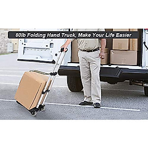 Coocheer Aluminum Folding Hand Trucks Portable Luggage Cart Lightweight Travel Hand Truck/Heavy Duty Hand Trucks (80LB)