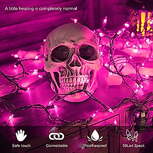 MYGOTO Purple Christmas Lights Outdoor, 2Pack 13Feet 50Count Halloween String Lights Connectable 120V Plug in for Outdoor Indoor Garden Party Christmas Xmas Tree Lights Decor (Purple)