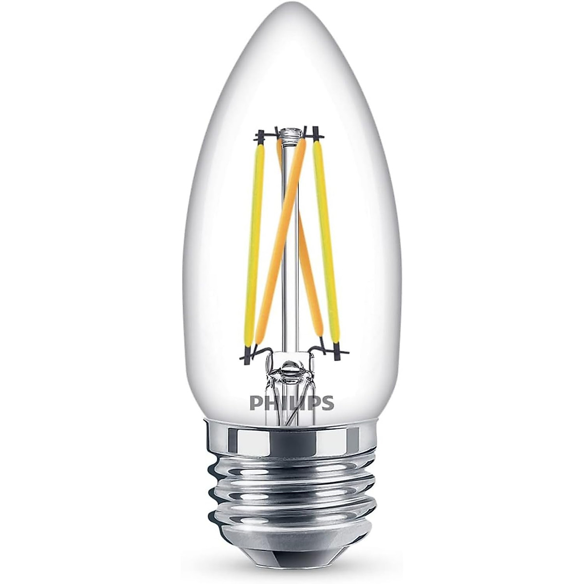 PHILIPS LED Flicker-Free Clear Dimmable B11 Light Bulb - EyeComfort Technology - 500 Lumen - Soft White (2700K) - 5W=60W - E26 Base - Title 20 Certified - Ultra Definition - Indoor - 3-Pack