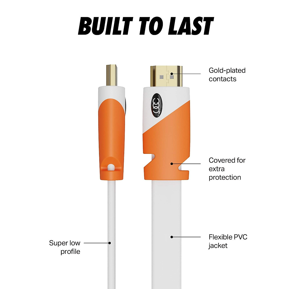 Flat Cable HDMI - 2.0 - High Speed HDMI Flat Wire, by Ultra Clarity - CL3 Rated - Audio Return Channel (ARC) 4K Ultra HD 2160p / Bandwidth up to 18Gbps / 3D HD 2 X 1080p Ready (40 feet 1-Pack)