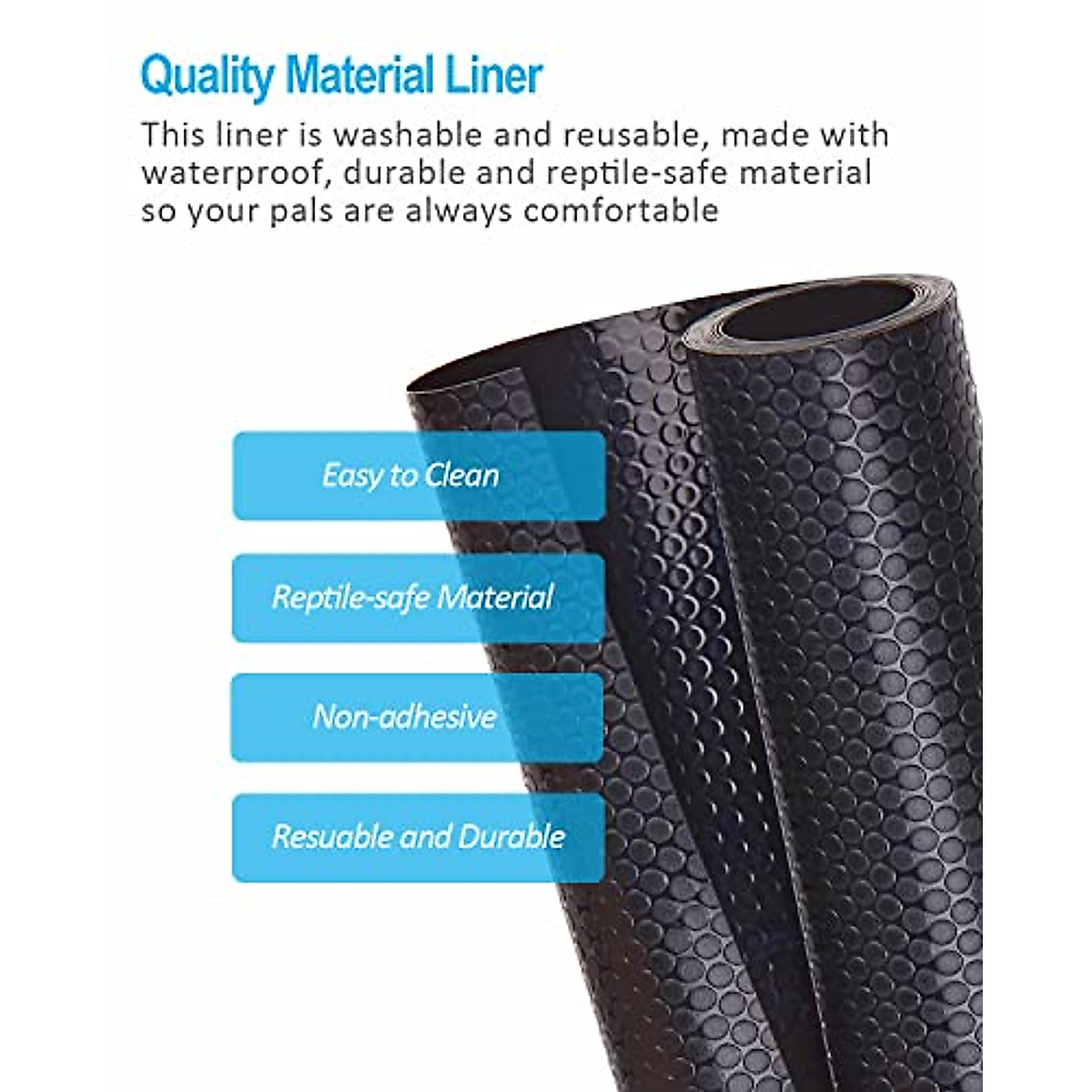 Duedusto Bearded Dragon Tank Accessories, Reptile Terrarium Liner Substrate for Leopard Gecko, Snake, Lizard and Tortoise, Non-Adhesive Reptile Carpet Bedding for Reptile Tank, Black