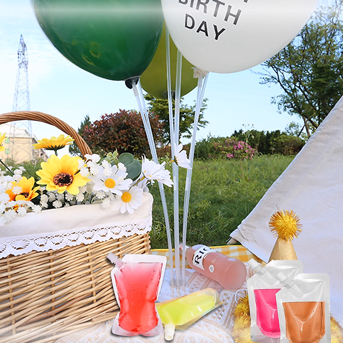 6 Pieces Drinks Flasks Juice Flasks Liquor Pouch Reusable Drinking Flasks Concealable Plastic Flasks for Sneak to go flask, with Funnel (16 OZ)