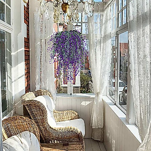 Uieke Pack of 4 Artificial Hanging Plants 2.7FT Artificial Ivy Leaf Plants Vine Hanging Garland Fake Vines Plastic Fake Plants Home Room Kitchen Outdoor Garden Office Wedding Wall Decor Purple