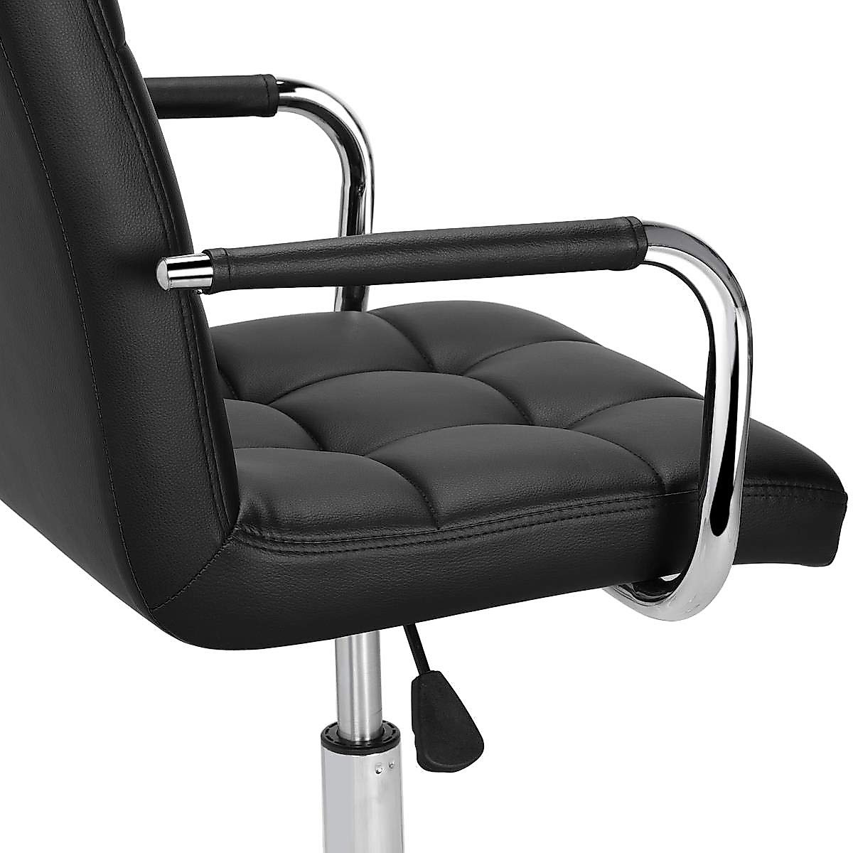 Topeakmart Home Office Chair Height Adjustable Desk Chair Mid Back PU Leather with 360° Swivel Large Seat with Wheels Black