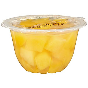 Amazon Brand - Happy Belly Fruit Bowls, Yellow Cling Diced Peach in 100% Juice, 4 Count, 4 Ounce Bowls