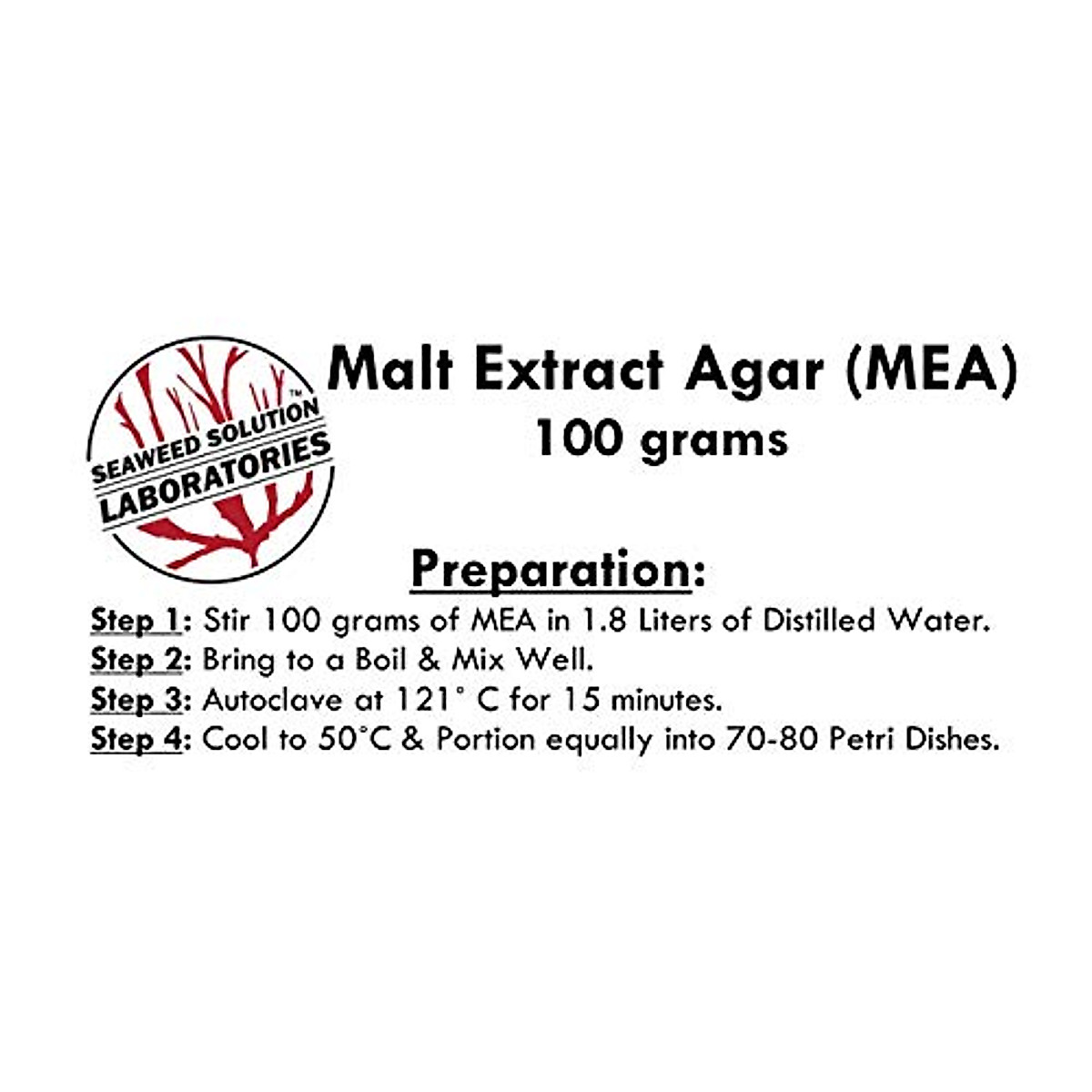 Malt Extract Agar (MEA) Dehydrated, 100 grams