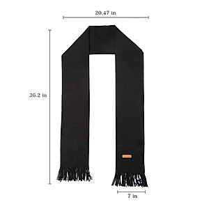 Pengzitou Cashmere Scarf For Womens Mens Super Soft Fashion Long Tassel Blue Scarf（80.7X25.6 In (Black 1)