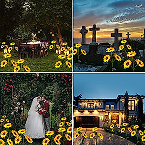 [Upgraded 3 Sunflowers] Solar Powered Decorative Sunflower Garden Stake Lights, Waterproof Outdoor Solar Sunflower Lights for Outdoor Garden Flower Bed Patio Backyard Pathway Cemetery Grave Decoration