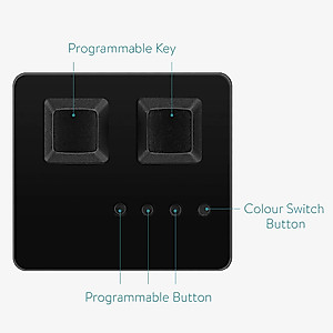 kwmobile 2 Key Macro Keyboard - Mini Programmable 2 Key 4 Button 1-Handed Keypad Macro Pad for Gaming Compatible with macOS and Windows - Black