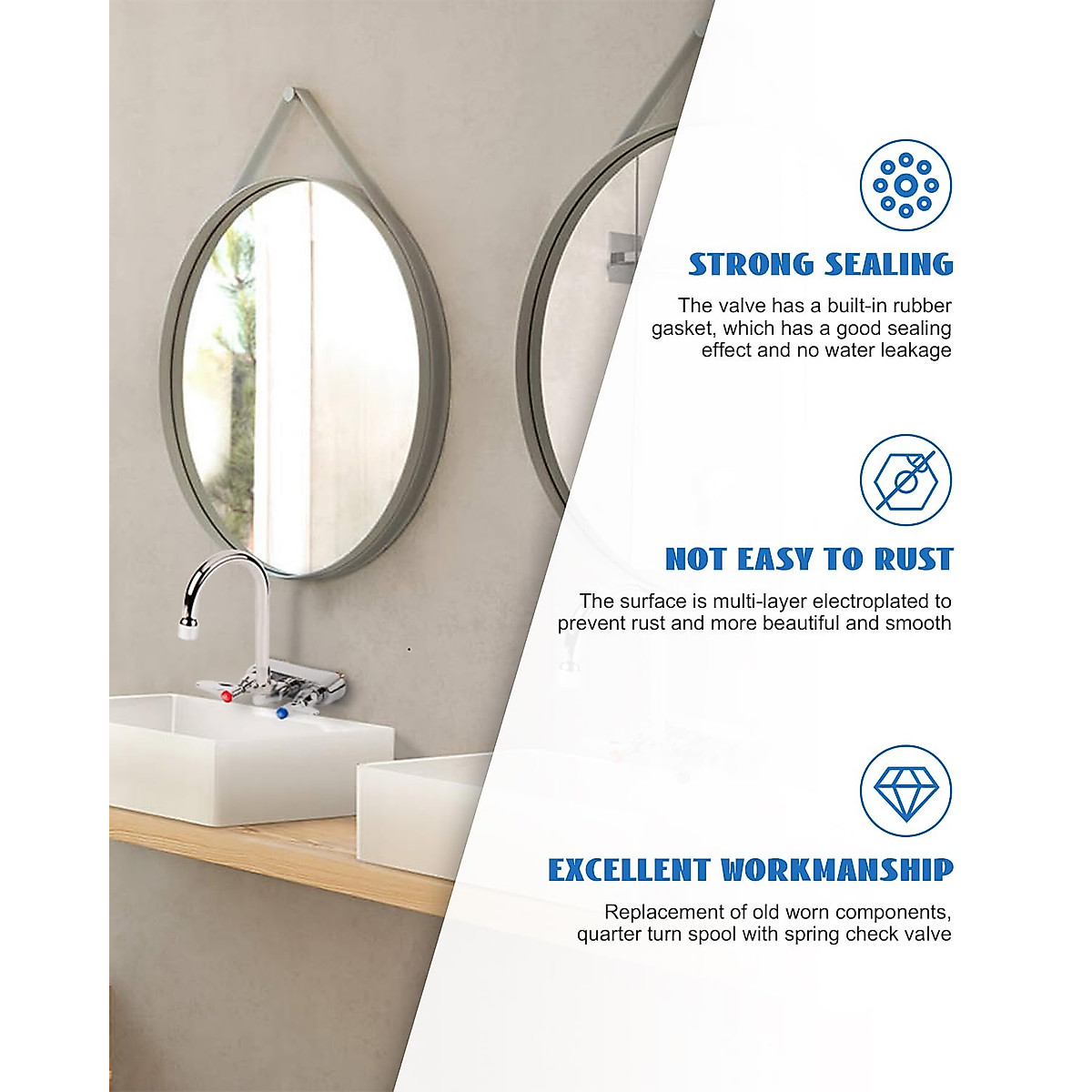 YIGUCS Handle Stem Assembly Hot & Cold Fits for T&S Brass Faucets Replace 002713-40 002714-40, Spindle Assembly for Eterna Valve Replacement