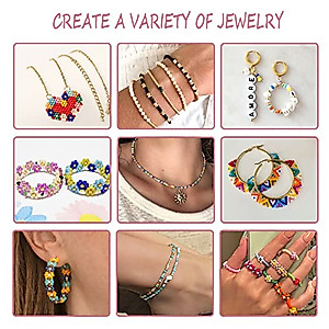 UOONY 35000pcs 2mm Glass Seed Beads for Jewelry Making Kit, 250pcs Alphabet Letter Beads, Tiny Beads Set for Bracelets Making, DIY, Art and Craft with Rolls of Elastic String Cord, Charms and Rings