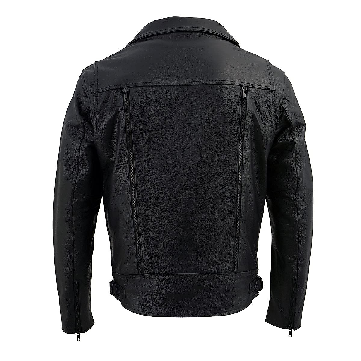 Milwaukee Leather LKM1760 Men's Black Leather Motorcycle Riders Jacket w/Multi-Utility Pockets - X-Large