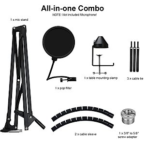 Quadcast Mic Boom Arm with Pop Filter - Advanced Microphone Arm Compatible with HyperX QuadCast Microphone, Professional Adjustable Scissor Microphone Stand by YOUSHARES