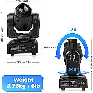 U`King 50W LED Moving Head Light with Remote 8 GOBO 8 Pattern Spotlight by DMX Controlled 11 Channel for Disco Club Party Stage Lighting Shows