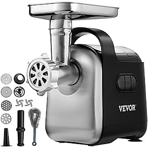 VEVOR Electric Meat Grinder, 6.6 Lb/Min, 550W Industrial Meat Mincer with 2 Blade, 3 Grinding Plates, Sausage Maker & Kubbe Kit ABS + Stainless Steel Commercial Meat Grinder, ETL Listed