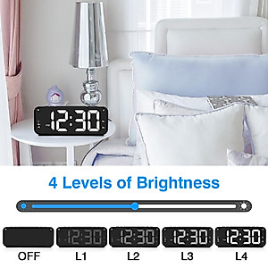 SZELAM Alarm Clock for Heavy Sleepers Adults,with Vibration Bed Shaker,2 Alarms,4 Levels Brightness,6.5" LED Digital Desk Clocks for Hearing Impaired Deaf Teens Bedroom (Black-White)