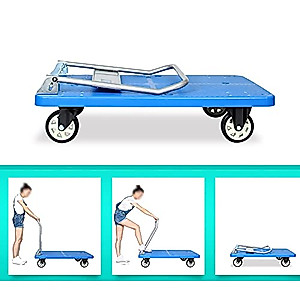 Generic Flatbed Hand Cart Platform Truck Plastic Chassis with High Loading Capacity Foldable Handle for Easy Carry and Storage Hand Trolley Heavy Duty Flatbed Cart (Size : S), Small