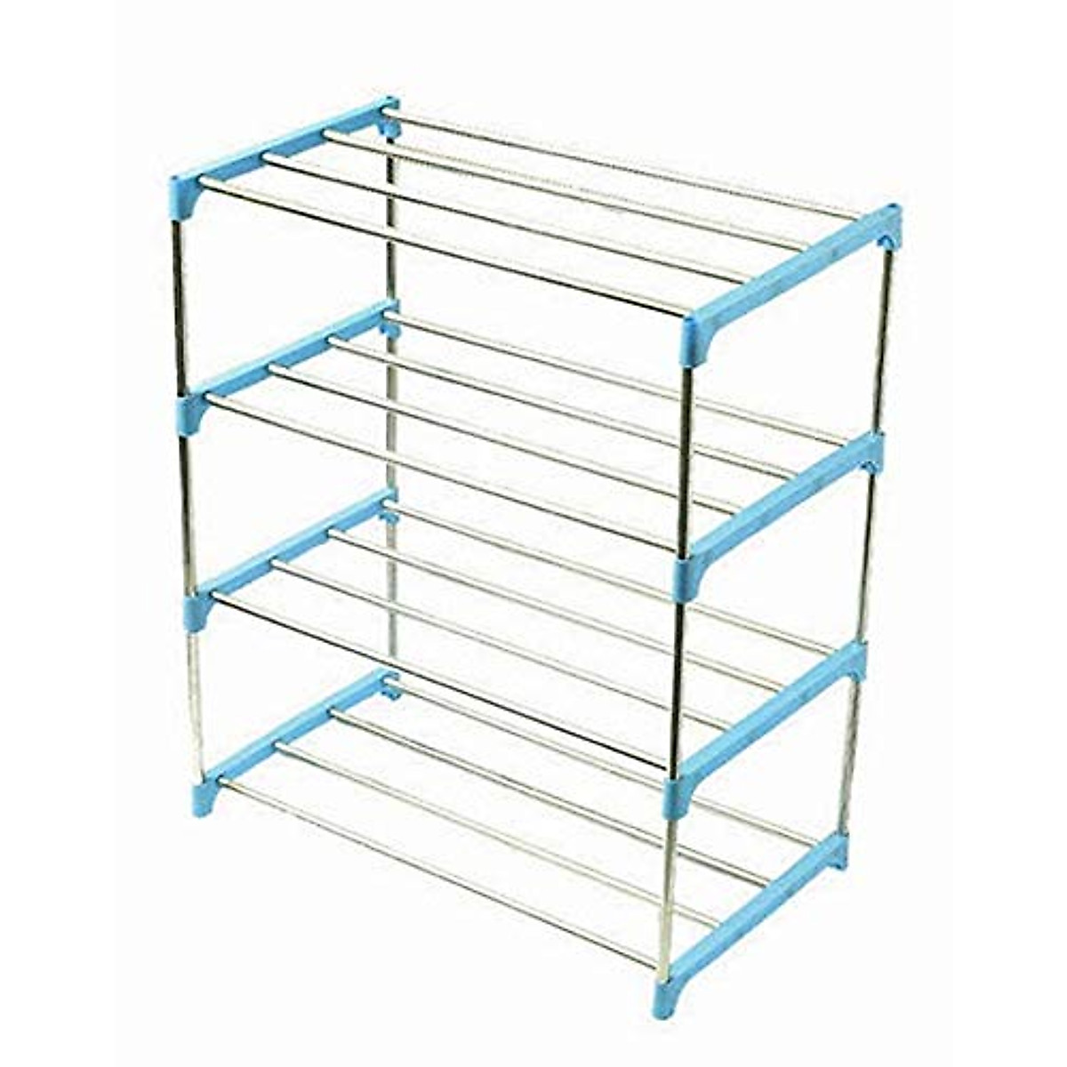 Diligencer Sturdy Plastic Stainless Steel Stackable Assembly Shoe Rack for Home Wall Entryway Over Door Closets Organizer Shoes Rack Ms Men Kids （Pink/Green/Blue）