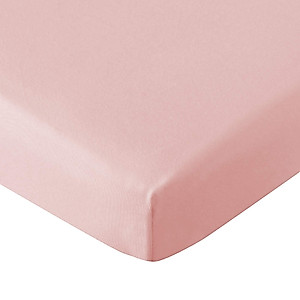 Pack and Play Sheets Fitted, 100% Cotton, Compatible with Graco Pack n Play, Ultra Soft Breathable Mini Crib Sheets, Convertible Playard Mattress Cover, Hypoallergenic Playard Playpen Sheets, Pink
