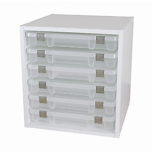 ArtBin 6855SC Super Satchel Cube - 15.5 x 16.75 x 15.625 in. Arts and Crafts Supply Storage with Pre-Drilled Holes, 6 Rail Set, Customizable, White